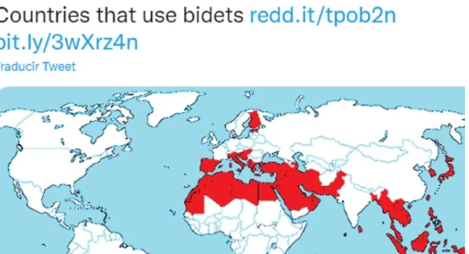 ¡Bidetero viejo! El mapa con los países en los que se usa bidet que se ...
